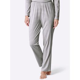 w&auml;schepur w&auml;schepur Damen Schlafanzug-Hose, steingrau-wei&szlig;-geringelt, Gr&ouml;&szlig;e 44/46