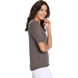 WITT Damen Kurzarmpullover mit B&auml;ndchengarn, taupe, Gr&ouml;&szlig;e 50