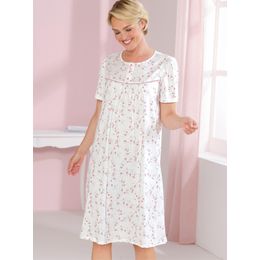w&auml;schepur w&auml;schepur Damen Nachthemd, wei&szlig;-ros&eacute;-bedruckt, Gr&ouml;&szlig;e 44/46