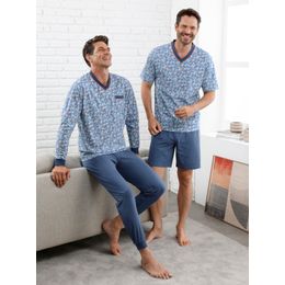 KINGsCLUB Herren Schlafanzug, jeansblau, Gr&ouml;&szlig;e 44/46