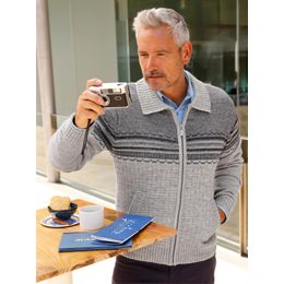 Marco Donati Herren Strickjacke mit Rei&szlig;verschluss, grau-meliert, Gr&ouml;&szlig;e 54
