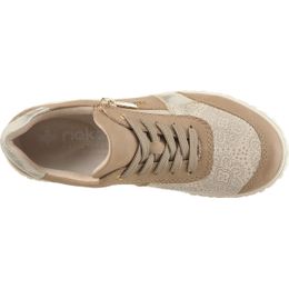 Rieker Damen Schn&uuml;rschuh mit Stretch-Einsatz, f&uuml;r kr&auml;ftige F&uuml;&szlig;e, beige, Gr&ouml;&szlig;e 37