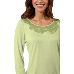 WITT Damen 3/4-Arm-Shirt mit transparenten Eins&auml;tzen, pistazie, Gr&ouml;&szlig;e 40