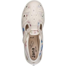 Jana Damen Klettschuh mit floralem Druck, beige, Gr&ouml;&szlig;e 39