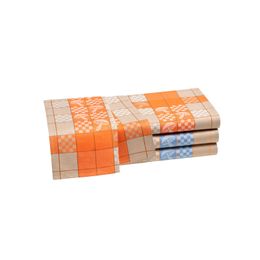 WITT Geschirrt&uuml;cher, beige-himmelblau-gemustert + beige-orange-gemustert, Gr&ouml;&szlig;e Packung (2 St&uuml;ck)