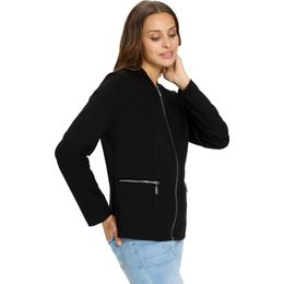 WITT Damen Jerseyblazer Rei&szlig;verschluss-Taschen, schwarz, Gr&ouml;&szlig;e 44