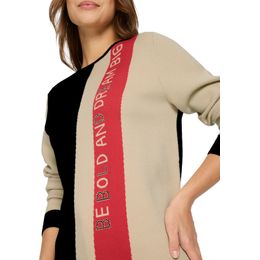 WITT Damen Langarm-Pullover , hinten einfarbig, schwarz-sand-gemustert, Gr&ouml;&szlig;e 52