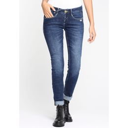 Gang Damen Skinny-fit-Jeans "94NELE", blau, Gr. 27, leichte Abriebeffekte, unifarben, Denim/Jeans, Obermaterial: 71% Baumwolle, 16% Polyester, 11%