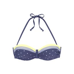 Lascana Damen B&uuml;gel-Bandeau-Bikini-Top "Monri", bunt, Gr. 36, bedruckt, gepunktet, Recycling-Polyamid, Bikini-Oberteile, mit kontrastfarbenem Detail