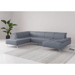 Wohnlandschaft Home Affaire, B:334cm H:81cm T:235cm, bunt, Sofas, "Caluna", Inkl.Sitztiefenverstellung, wahlweise mit Kopf- und Armteilverstellung