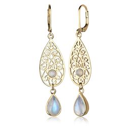 Elli Damen Paar Ohrh&auml;nger "Mondstein Tropfen Ornamente 925 Silber", onesize,mit Steinen, Silber 925 (Sterlingsilber), gold, Silber 925