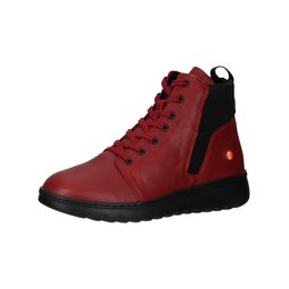 Softinos Damen Schn&uuml;rstiefelette "Softinos Stiefelette Leder", Gr. 39rot, schwarz, Leder, Schuhe