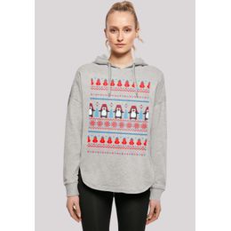 F4NT4STIC Damen Kapuzenpullover "Christmas Pinguin Muster", grau, Gr. XS, Obermaterial: 100% Baumwolle, Pullover, Print