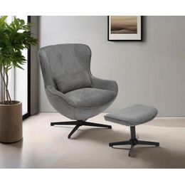 Sessel OTTO HOME, B:76cm H:90cm T:87,5cmanthrazit, metal frame, plywood, foam, fabric, metal base, Sessel, "Yolli Relaxsessel, TV-Sessel mit Hocker",