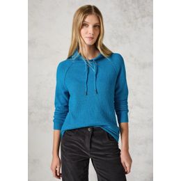 Cecil Damen Rollkragenpullover, blau, Gr. XXL, unifarben, Web, 37% Baumwolle, 34% Polyacryl, 26% Polyester, 3% Elasthan, Pullover, mit Kragen