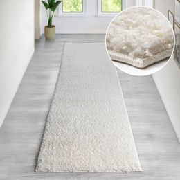 L&auml;ufer Bruno Banani, B:67cm H:30mm L:230cm, beige, Kunstfaser, Flur, Teppiche, "Shaggy Soft", L&auml;ufer, Br&uuml;cke, gewebt, Uni-Farben, besonders weich