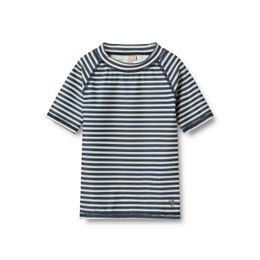 Wheat M&auml;dchen T-Shirt "Wheat Schwimm-T-Shirt S/S Jackie"blau stripe, Gr. 98, bedruckt, 83% Polyester (Recycelt), 17% Elasthan, Shirts