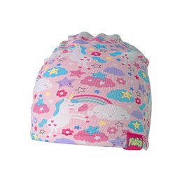 Reusch Jungen Beanie "Reusch Kids Hat and Scarf Set"rosa, wei&szlig;, bedruckt, 50% Polyester, 47% Baumwolle, 3% Elasthan, M&uuml;tzen, im niedlichen Design