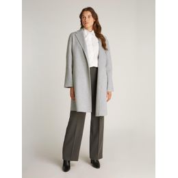 Tommy Hilfiger Damen Kurzmantel "REG DF WOOL BELTED COAT", grau, Gr. 46, meliert, Stoff, Obermaterial: 60% Wolle, 40% Polyester, M&auml;ntel, mit G&uuml;rtel