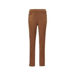 GOLDNER Damen 2-in-1-Hose "Bi-elastische Hose in superweichem Veloursleder-Look", braun, Gr. 54, Obermaterial: 90% Polyester PES. 10% Elasthan EL.,