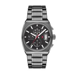 Armani Exchange Herren Chronographanthrazit, Armbanduhren, Quarzuhr, Armbanduhr, Herrenuhr, Edelstahlarmband, analog, Tag
