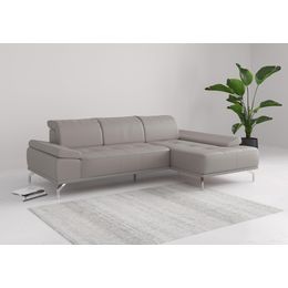 Ecksofa Home Affaire, B:280cm H:81cm T:174cm, grau, Wohnzimmer, Sofas, "Caluna", Inkl.Sitztiefenverstellung, wahlweise mit Kopf- und