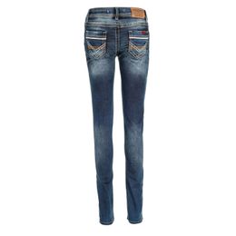 Cipo & Baxx CIPO & BAXX Damen Slim-fit-Jeans "Jeans", blau, Gr. 24, unifarben, 86% Baumwolle, 10% Elasthan, 4% Polyester, Jeans, mit auff&auml;llig farbigen