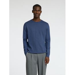 Selected Damen Rundhalspullover "SLHBERG CREW NECK NOOS", blau, Gr. M, meliert, Strick, Obermaterial: 100% Baumwolle, Pullover, Baumwolle, regular fit