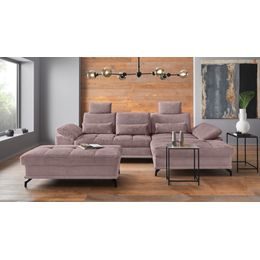 Ecksofa OTTO HOME, B:301cm H:89cm T:176cm, lila, 100% Polyester;Samtoptik (100% Polyester), Wohnzimmer, Sofas, "Costello L-Form, B: 301 cm mit