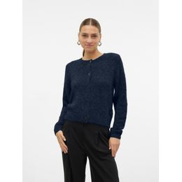 V&eacute;ro Moda VERO MODA Damen Strickjacke "VMNOVAH LS O-NECK BUTTON CARDI GA NOOS", blau, Gr. XS, unifarben, Strick, Obermaterial: 85% Polyester, 7% Polyacryl, 5%