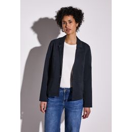 Street One Damen Kurzblazer, blau, Gr. 36, unifarben, Web, Obermaterial: 97% Baumwolle, 3% Elasthan; Futter: 100% Polyester, Blazer, mit Reverskragen