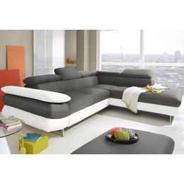 Ecksofa COTTA, B:279cm H:73cm T:228cm, wei&szlig;, Wohnzimmer, Sofas, "Solution L-Form", mit Arm- & Kopfteilverstellung, wahlweise mit Bettfunktion