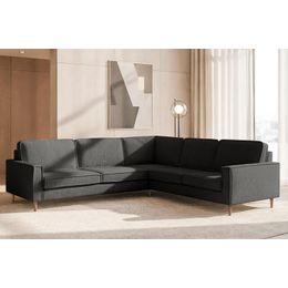 Ecksofa Home Affaire, B:290cm H:89cm T:250cmdunkelgrau, 100% Polyester, Wohnzimmer, Sofas, "Pinto Skandi, 290 cm, Chenille, Struktur, Ottomane links
