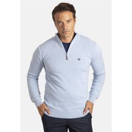 Herren Strickpullover "Sochi", blau, Gr. XXXL, SIR RAYMOND TAILOR, unifarben, 100% Baumwolle, Pullover, mit stilvollem Half-Zip