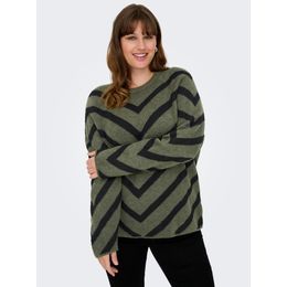 Only CARMAKOMA Damen Strickpullover "CARELIZA L/S PULLOVER KNT NOOS"lizard detail:w, schwarz, Gr. S, gemustert, Strick, Obermaterial: 81% Polyacryl,