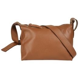 CLUTY Damen Umh&auml;ngetaschecognac, Leder, leicht gl&auml;nzend, unifarben, Taschen, echt Leder, Made in Italy