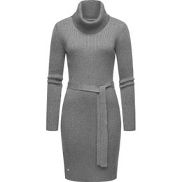 Ragwear Damen Sweatkleid "Miyya", grau, Gr. XXL, Strick, 60% Baumwolle, 40% Polyacryl, Kleider, warmes Winterkleid mit breitem Rollkragen