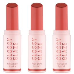 Essence Kinder Lippenstift "GLOSSY GLAZE high shine lipstick"maple me crazy, Lippen-Kosmetika, 3-tlg., hochgl&auml;nzend, hohe Deckkraft