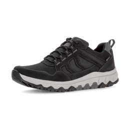 Herren Sneaker, Gabor Rollingsoft, Gr. 10schwarz, Mesh, Nubukleder, unifarben, Schuhe, Schn&uuml;rschuh, Halbschuh, Komfortschuh in Bequemweite G (= weit)
