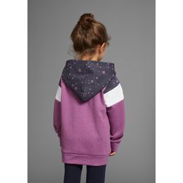 Kangaroos M&auml;dchen Kapuzensweatshirt "Colorblocking", lila, Gr. 140, bedruckt, colorblocking, angeraute Sweatware, Obermaterial: 60% Baumwolle, 40%