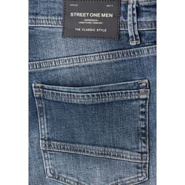 Street One MEN Herren Regular-fit-Jeansindigo blau wash, Gr. 33, unifarben, Jeans, 99% Baumwolle, 1% Elasthan, Jeans, aus Baumwolle mit Stretchanteil