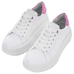 Ara Damen Plateausneaker "MONACO", Gr. 7,5, lila, Glattleder, metallic, Schuhe, Plateausneaker, Schn&uuml;rschuh im Metallic Look, H-Weite