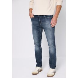 Street One MEN Herren Regular-fit-Jeansindigo blau wash, Gr. 32, unifarben, Jeans, 99% Baumwolle, 1% Elasthan, Jeans, aus Baumwolle mit Stretchanteil