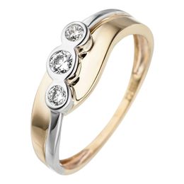 Jobo Damen Goldring, 50, Gelbgold 333 Wei&szlig;gold 333, gold, Gelbgold 333, Wei&szlig;gold 333, Fingerringe, 333 Gold bicolor mit Zirkonia