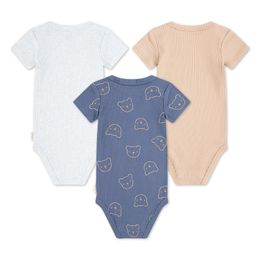 Jungen Kurzarmbody "HUGB 3PK BODYSUIT"huggies vintage indigo, Gr. 3, HUGGIES BABYWEAR, bedruckt, Jersey, Obermaterial: 100% Baumwolle, Bodys, aus