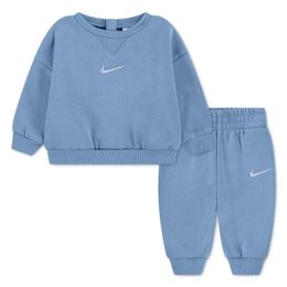 Nike Sportswear Kinder Jogginganzug "NKN ESSENTIAL FLEECE CREW SET"work blau, Gr. 74, Obermaterial: 60% Baumwolle, 40% Polyester, Sportanz&uuml;ge, f&uuml;r