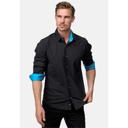 Rusty Neal Herren Langarmhemd, schwarz, Gr. XXXL, unifarben, 60% Baumwolle, 37% Polyester, 3% Elasthan, Hemden, mit trendigem Farbkontrast