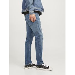 Jack & Jones JACK & JONES Herren Tapered-fit-Jeans "JJIMIKE JJORIGINAL CJ SN", blau, Gr. 32, Abriebeffekte, Destroyed-Effekte, Denim/Jeans, Obermaterial: 95%