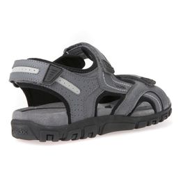 Geox Herren Sandale "UOMO SANDAL STRADA", Gr. 42, grau, Lederimitat, Schuhe, Sommerschuh, Klettschuh, Outdoorsandale, im Trekking-Look