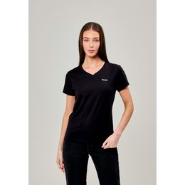 Bench. Damen V-Shirt "BELLATRIX", schwarz, Gr. 40, unifarben, Jersey, Obermaterial: 100% Baumwolle, Shirts